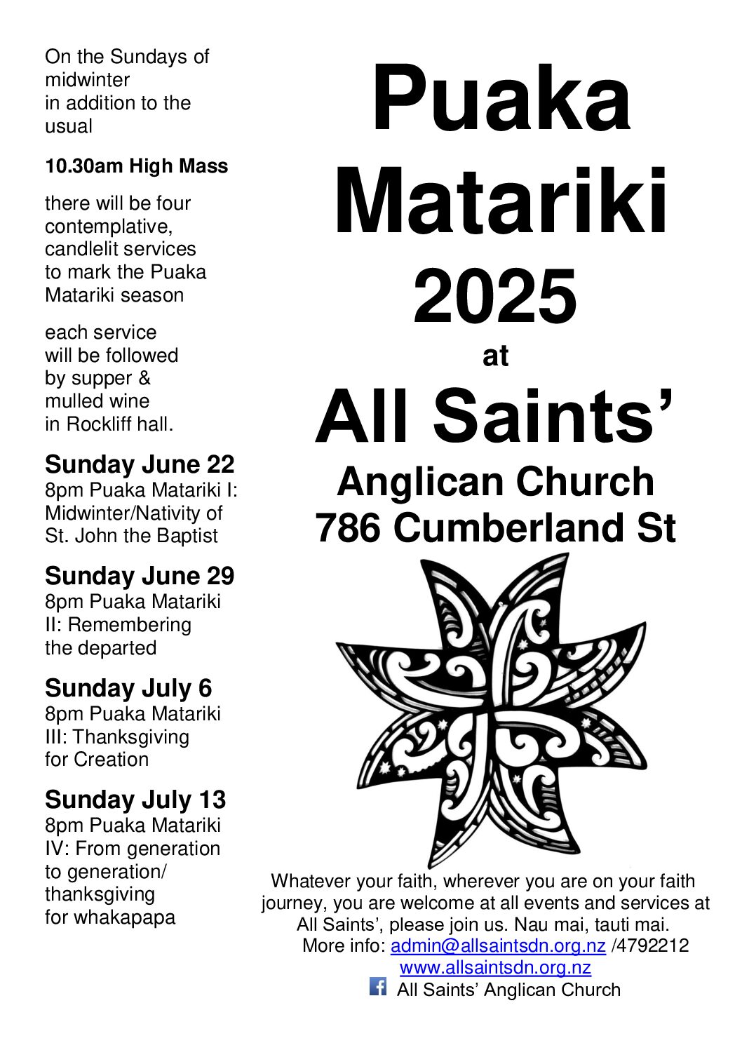 Puaka Matariki 2025 - All Saints' Anglican Church - North Dunedin